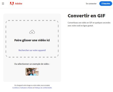 express.adobe - site chez Adobe pour transformer une vidéo en GIF ...