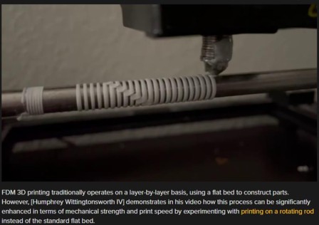 hackaday - 3D Printing On A Spinning Rod - Arfy'z tranche du Net