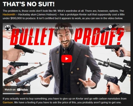 hackaday - The Real John Wick-Style Bullet Proof Suit - par Hacksmith Industries - Arfy'z ...