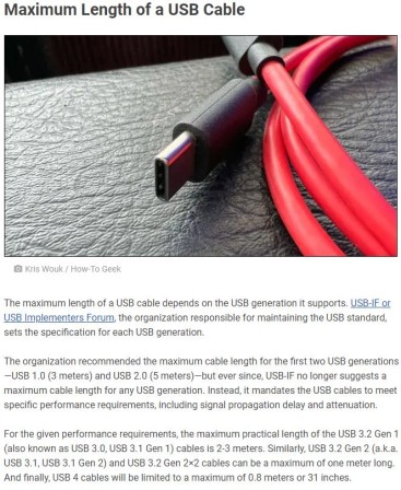 howtogeek - Quelle est la longueur max d'un câble USB (qui permet au périf USB de marcher ...