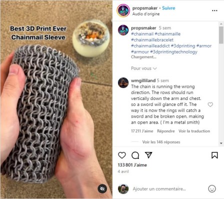 propsmaker - #chainmailleaddict #3dprinting #armor - Arfy'z tranche du Net