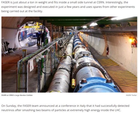 interestingengineering - Neutrinos created by CERN Large Hadron Collider detected for the first ...