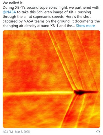 interestingengineering - NASA captures XB-1’s supersonic shockwave as it breaks the sound ...
