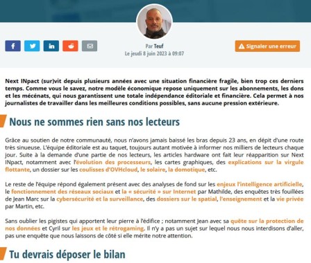 Next INpact vit ses dernières semaines… sauf miracle - Arfy'z tranche ...