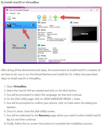 thewindowsclub - How to install macOS in VirtualBox on Windows 11 - Arfy'z tranche du Net